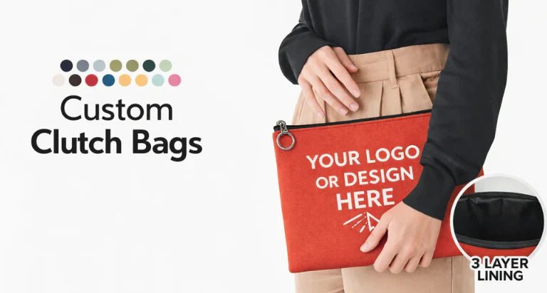 Custom Clutch Bags in Bulk | Reusable Cotton & Canvas Pouches
