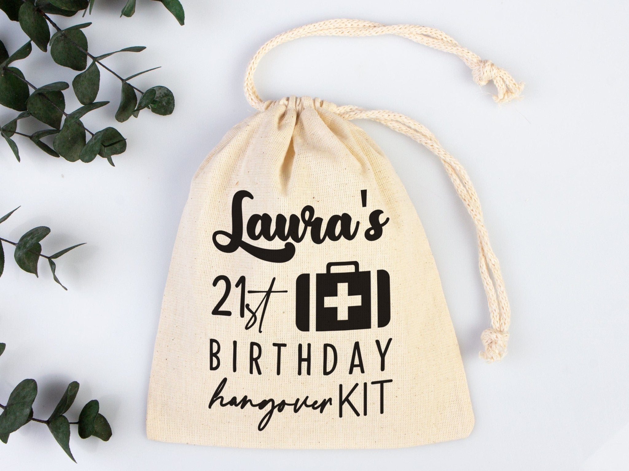 Custom Birthday Recovery Kit – Cotton Drawstring Hangover Pouch