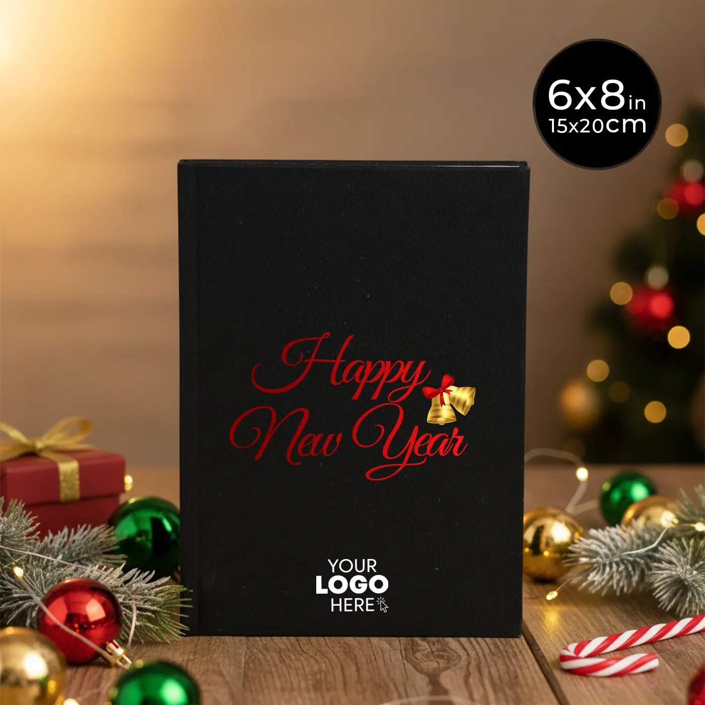 Black Canvas Notebook 6" × 8" – Happy New Year Personalized Journal