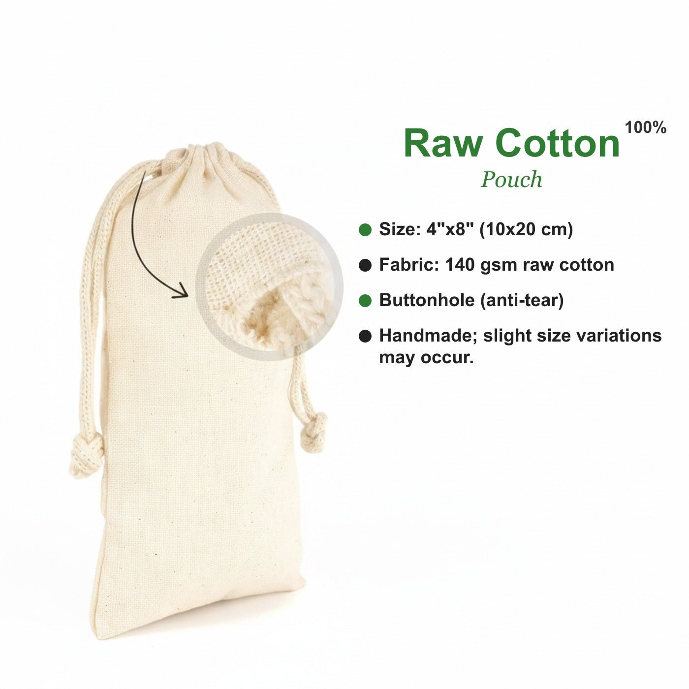 Custom Drawstring Pouch – Cotton Muslin Favor Bag 4"x8" - Pamusan