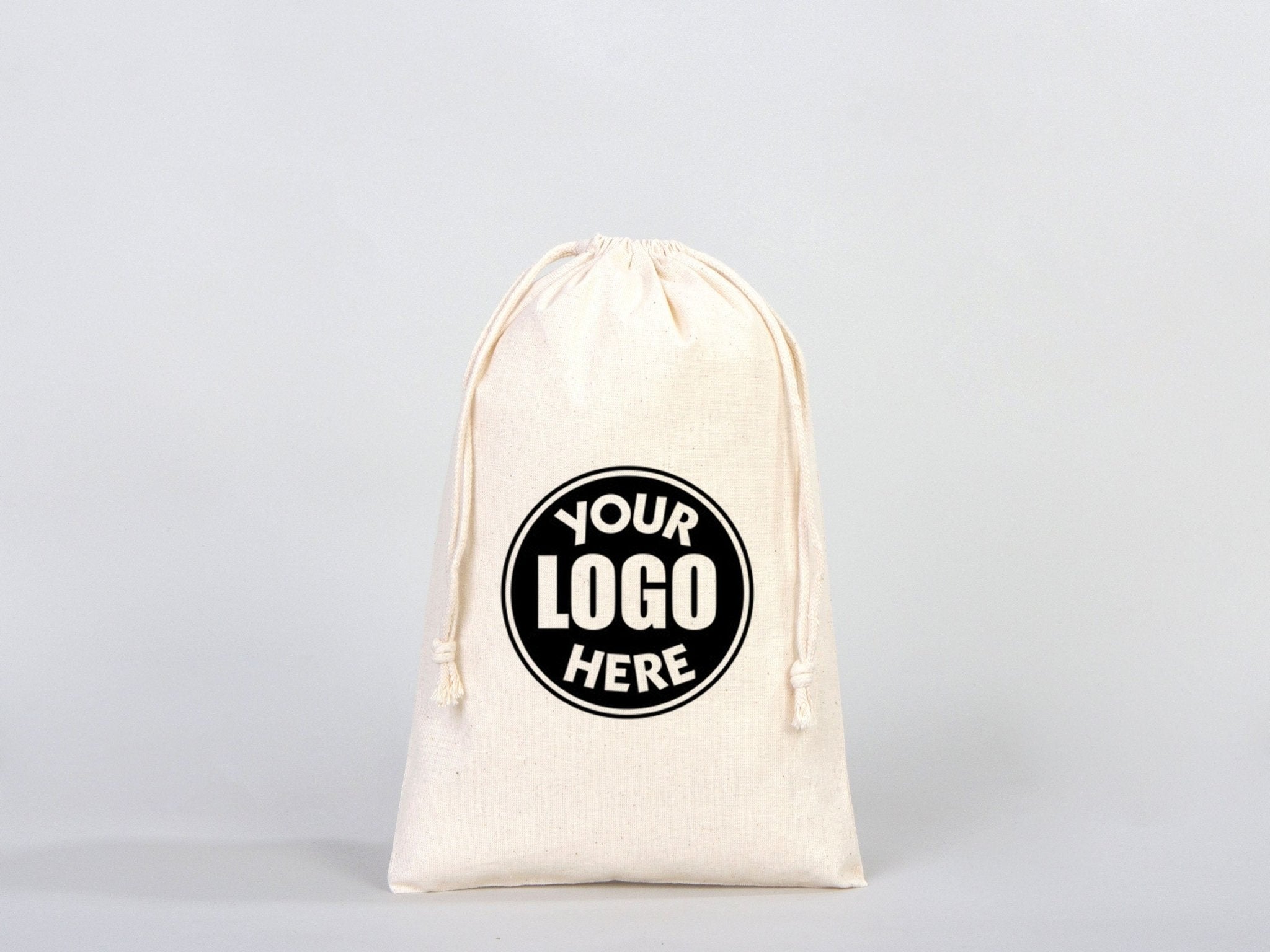 Custom Logo Pouch 8x12" | Personalized Organic Cotton Muslin Favor Bag