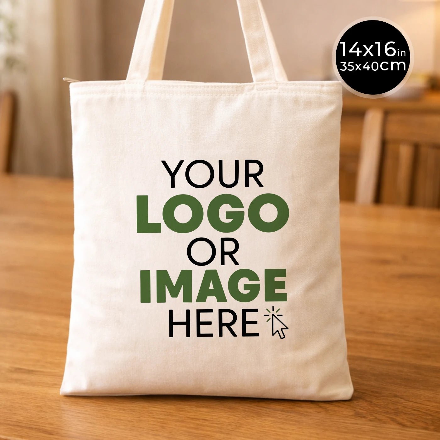 Custom Tote Bag with Zipper | 14"x16" Cotton Cloth Bags Wholesale