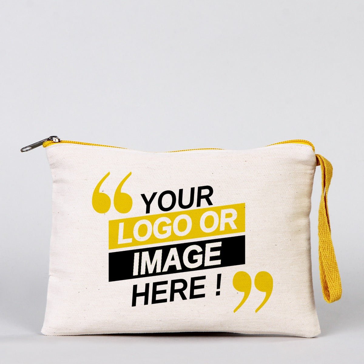 Personalized Yellow Zippered Clutch Bag – 8"x6" Custom Cotton Pouch