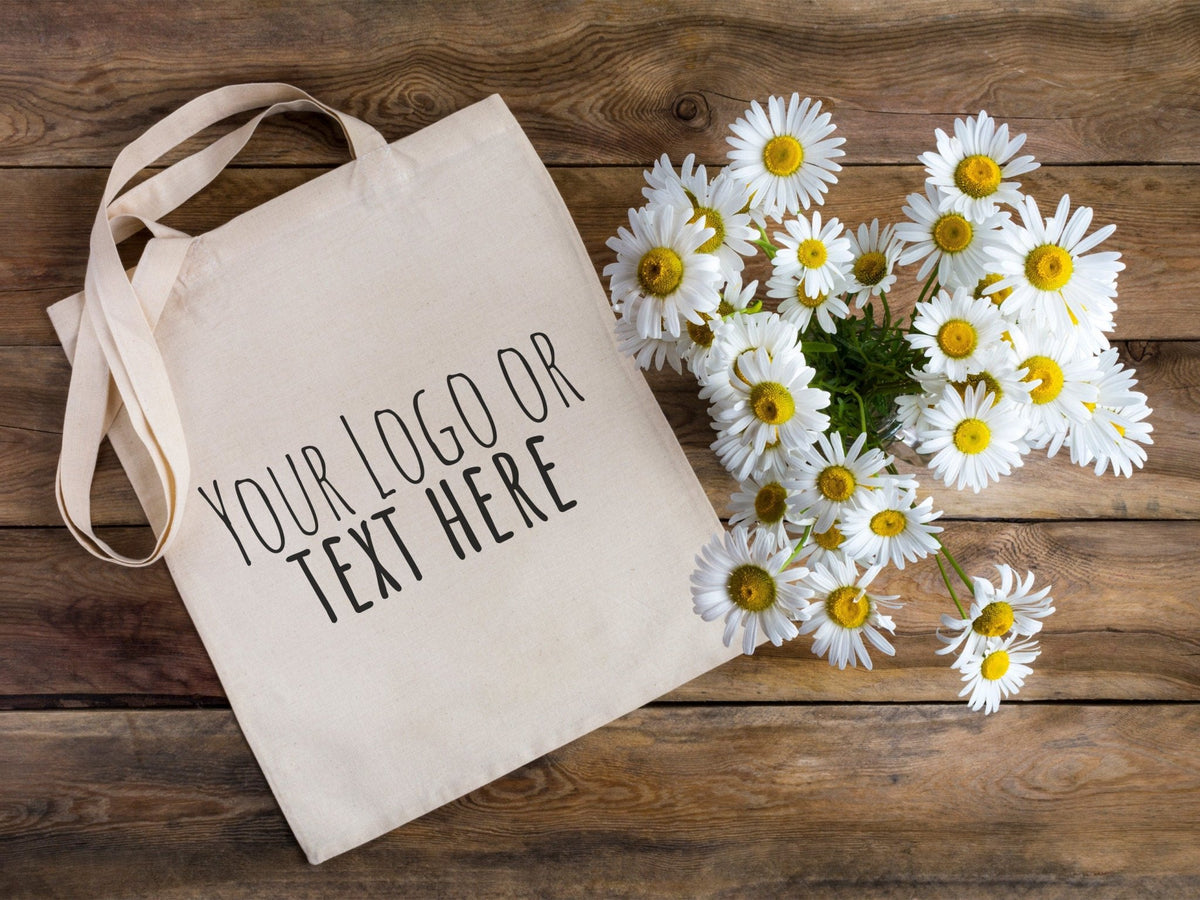 Custom Tote Bags With Logo – Reusable 8 oz Cotton Fabric Tote Bag